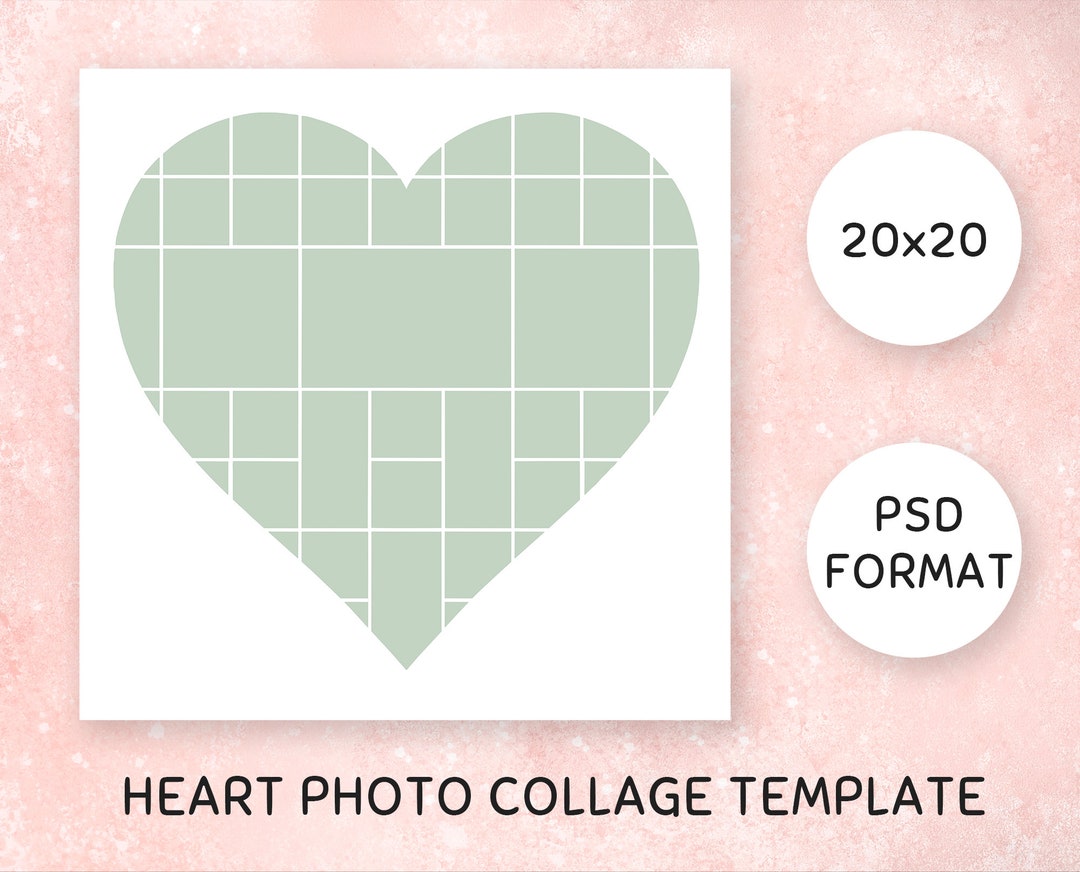 Heart Photo Collage Blog Template Heart Collage Template - Etsy
