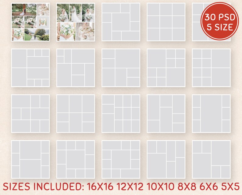 Square Collage Photoshop Templates Blog Board Template - Etsy