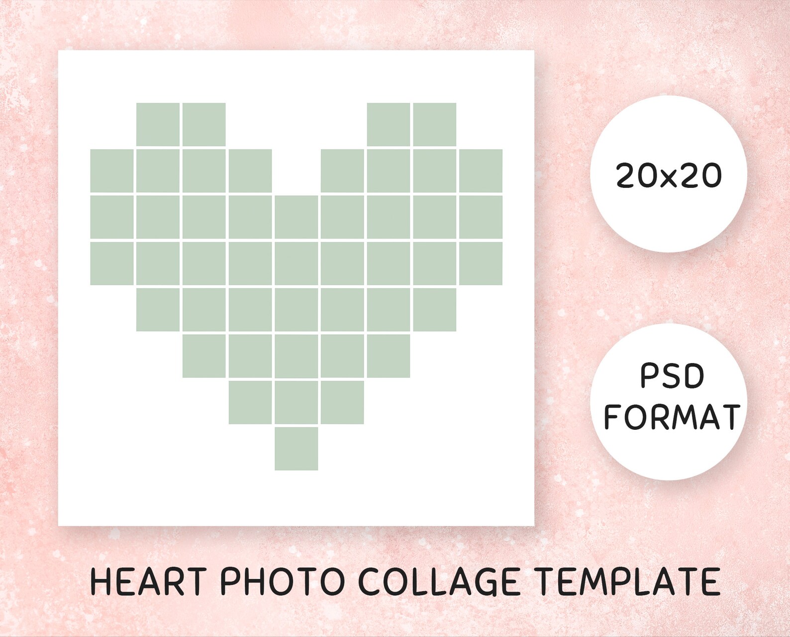 Heart photo collage Blog template Heart collage template | Etsy
