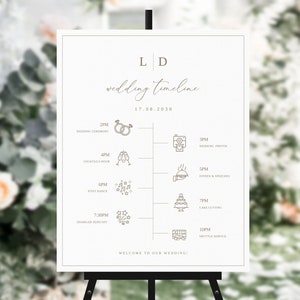 Monogram and Border Wedding Timeline Board Template, Simple Wedding ...