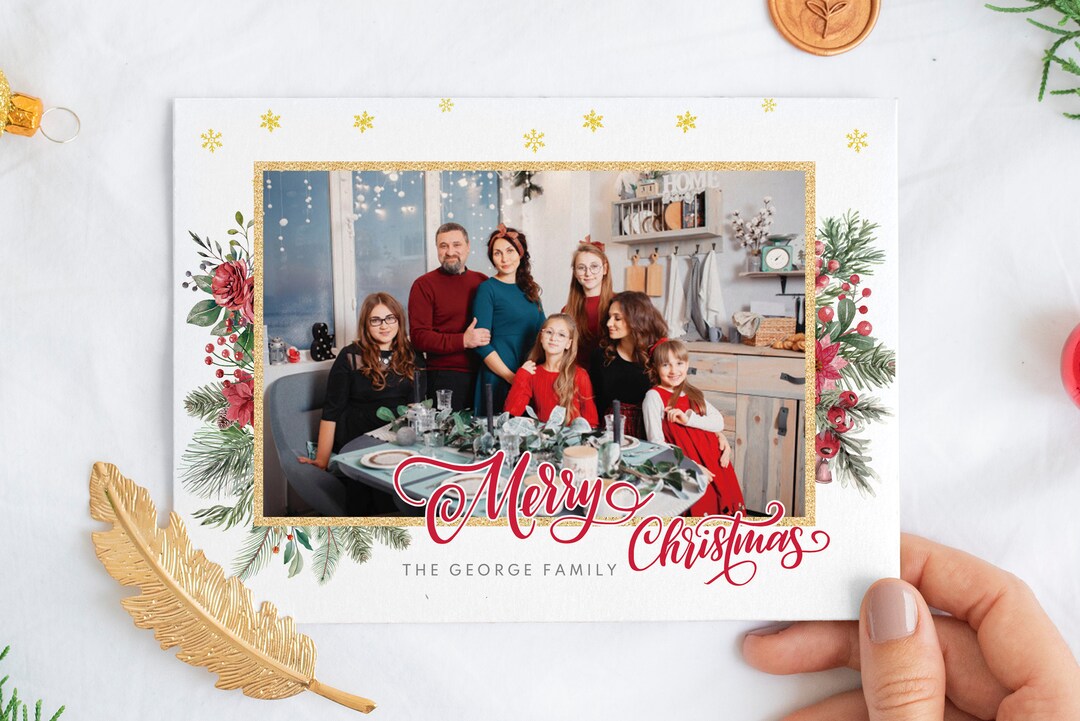5 X 7 Christmas Card: Merry Christmas Card Template：photo Card Template ...