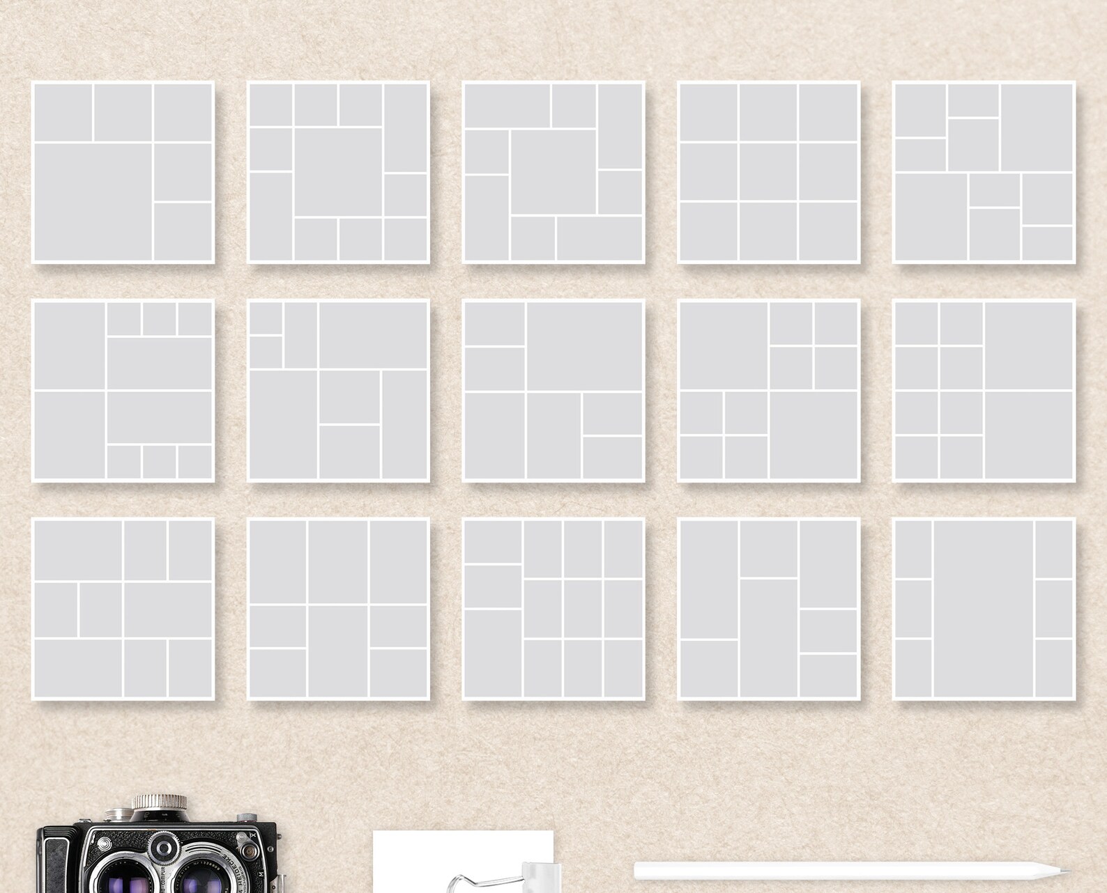 Square Collage Photoshop Templates Blog Board Template - Etsy