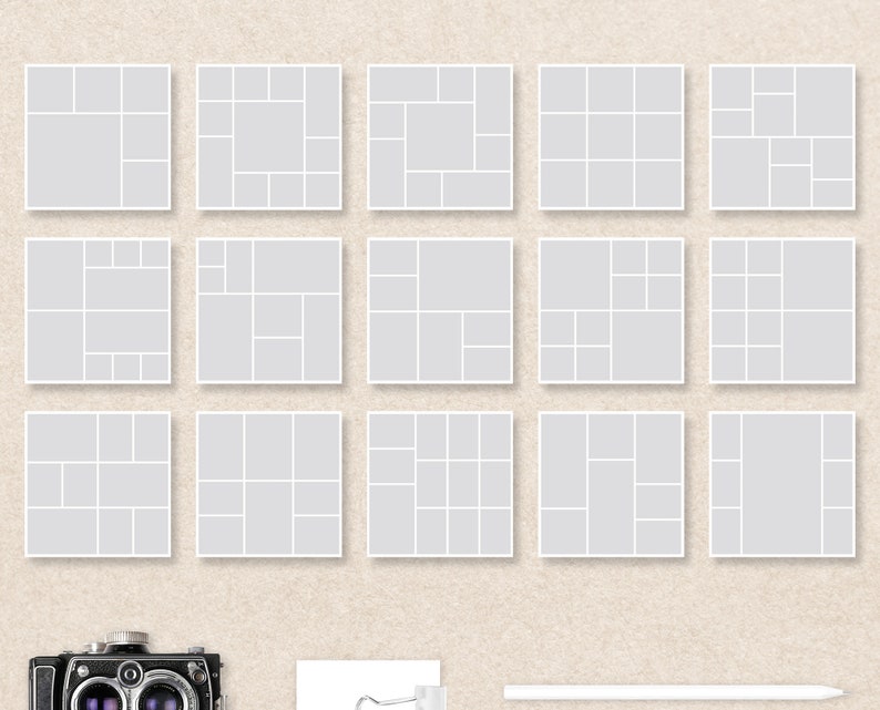 Square Collage Photoshop Templates Blog Board Template - Etsy