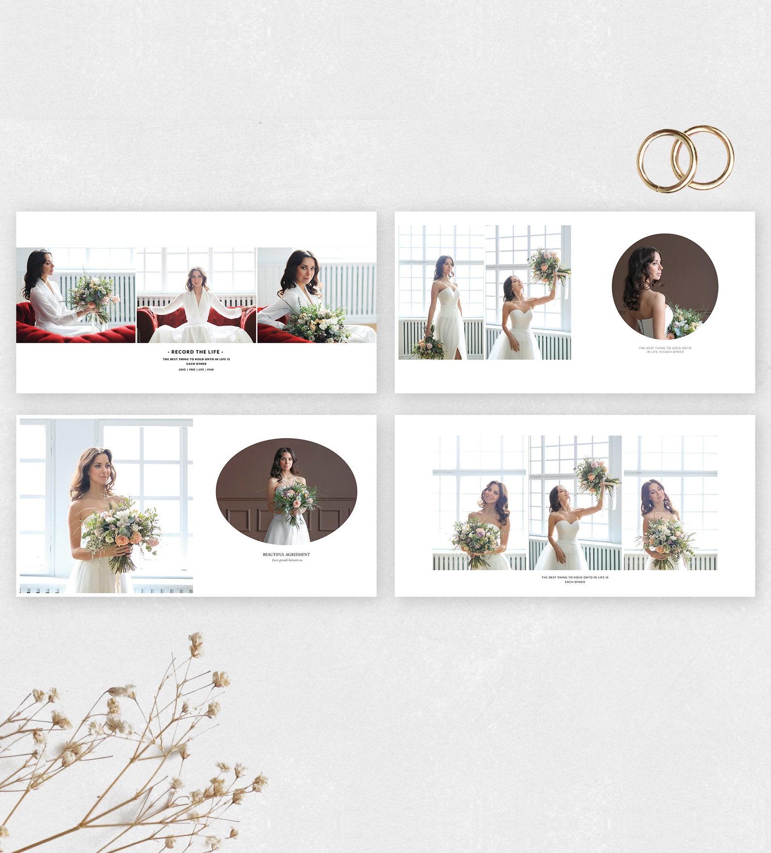 12x12 Wedding Photo Album Template for Photographer, Collage Photo, 15 ...