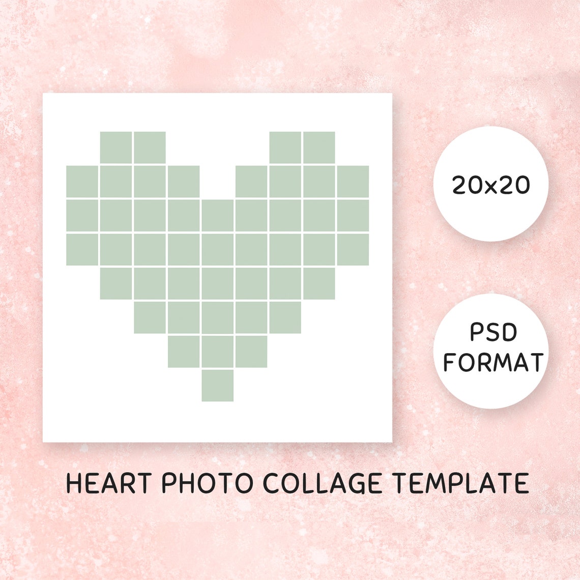 Heart Photo Collage, Blog Template, Heart Collage Template, Photo ...