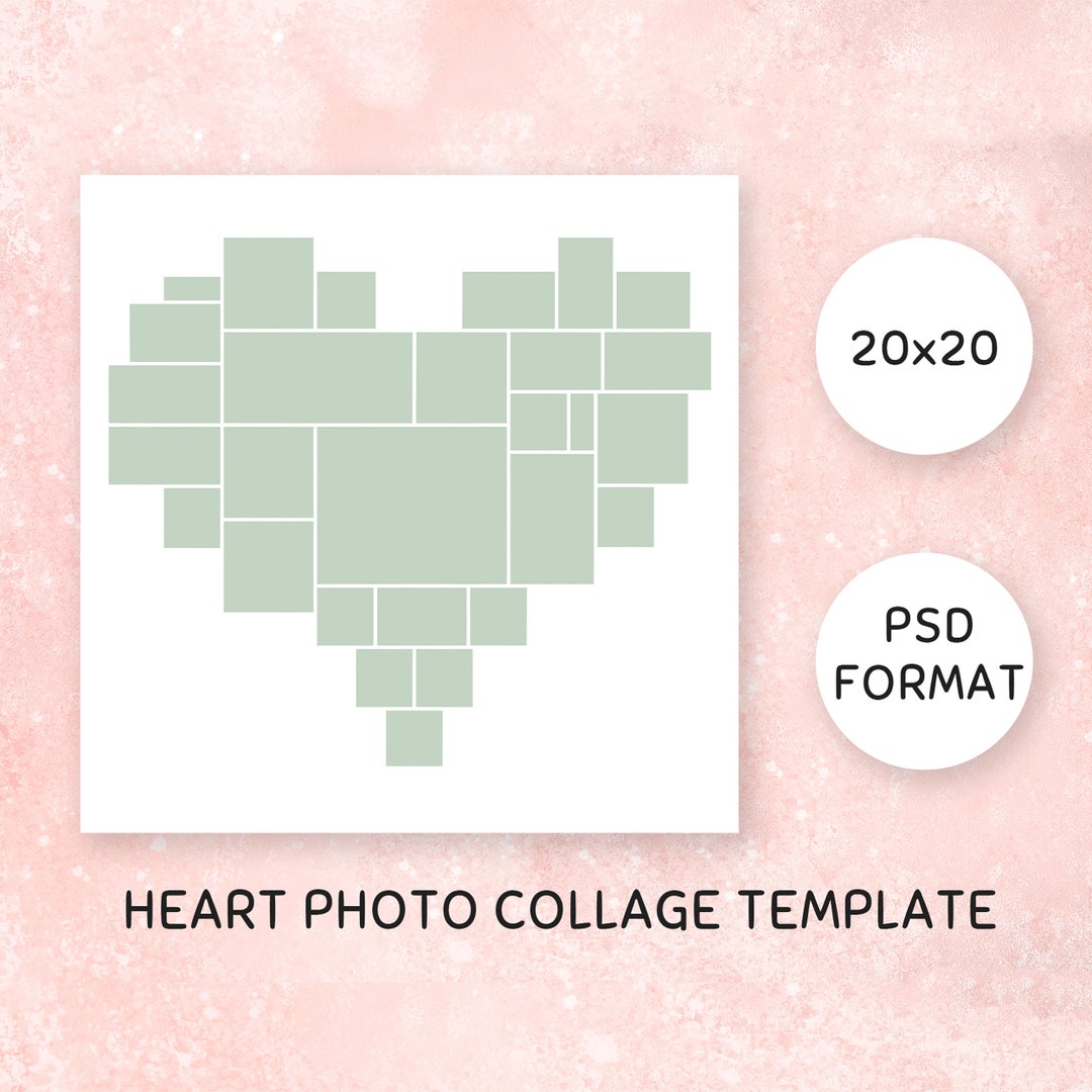 Heart Photo Collage, Blog Template, Heart Collage Template, Photo ...