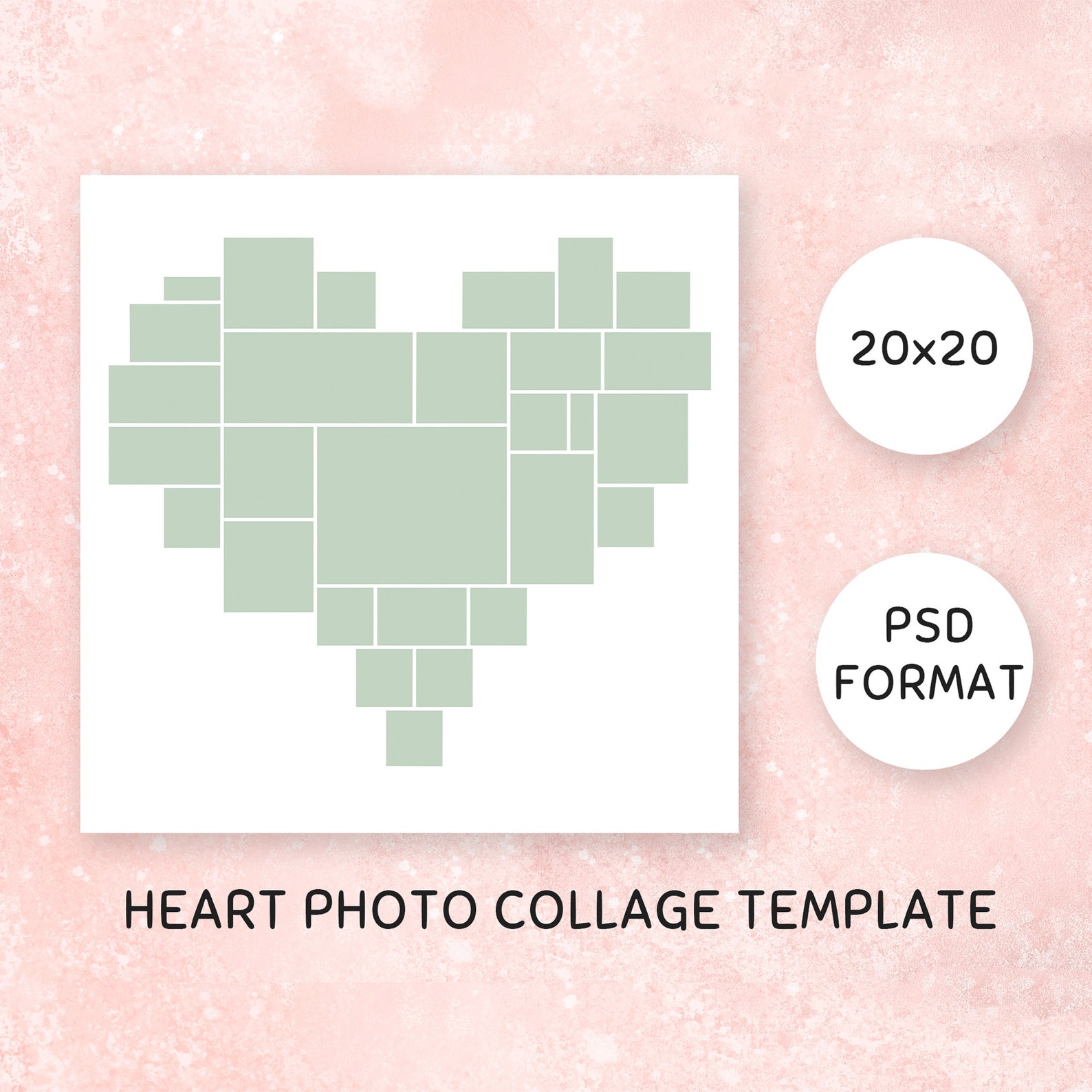 Heart Photo Collage, Blog Template, Heart Collage Template, Photo ...