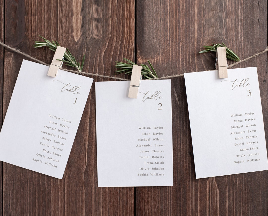 Monogram and Border Hanging Seat Cards, Wedding Seating Chart Cards ...