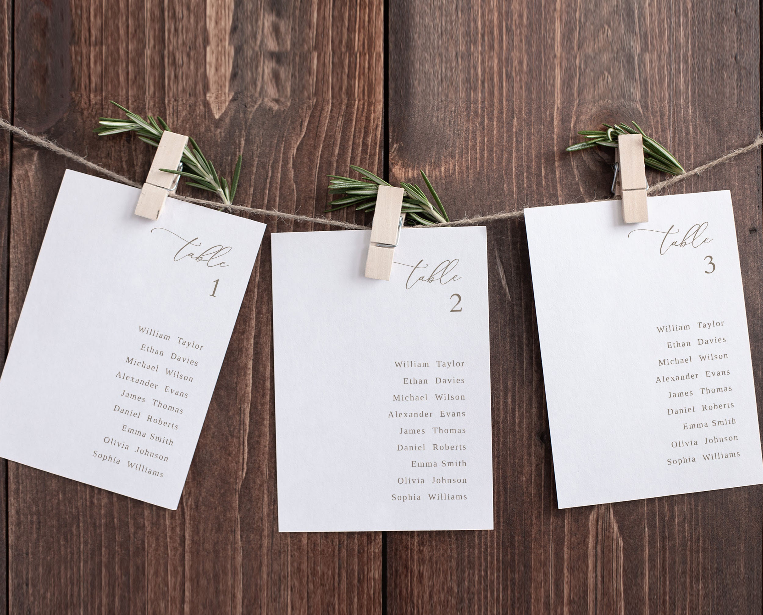 Monogram and Border Hanging Seat Cards, Wedding Seating Chart Cards ...