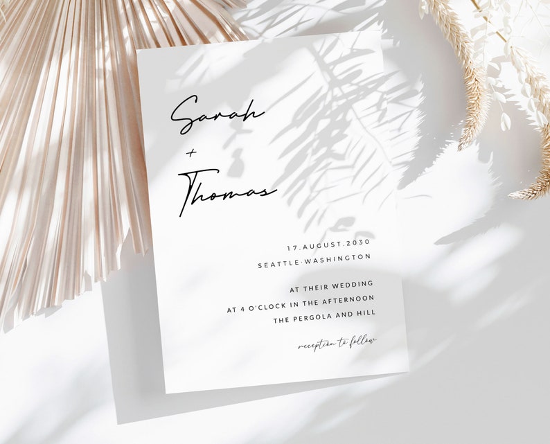 Minimal Script Wedding Invitation, Wedding Simple Invitation ...
