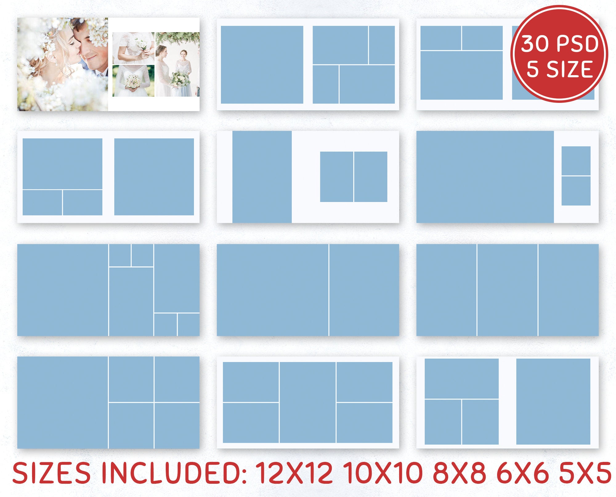 Wedding album template photoshop Collage Template / | Etsy