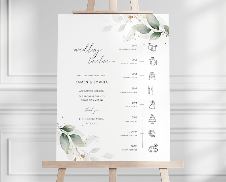 Wedding Simple Timeline Board Template Modern Order of Events - Etsy