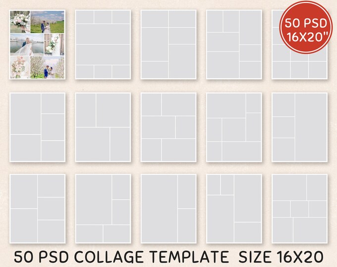 25 Image Collage / Pic Collage / Photo Collage Template PDF 8.5x11 Inch ...