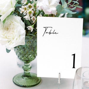Minimal Script Table Numbers, Simple Wedding Table Numbers Template ...