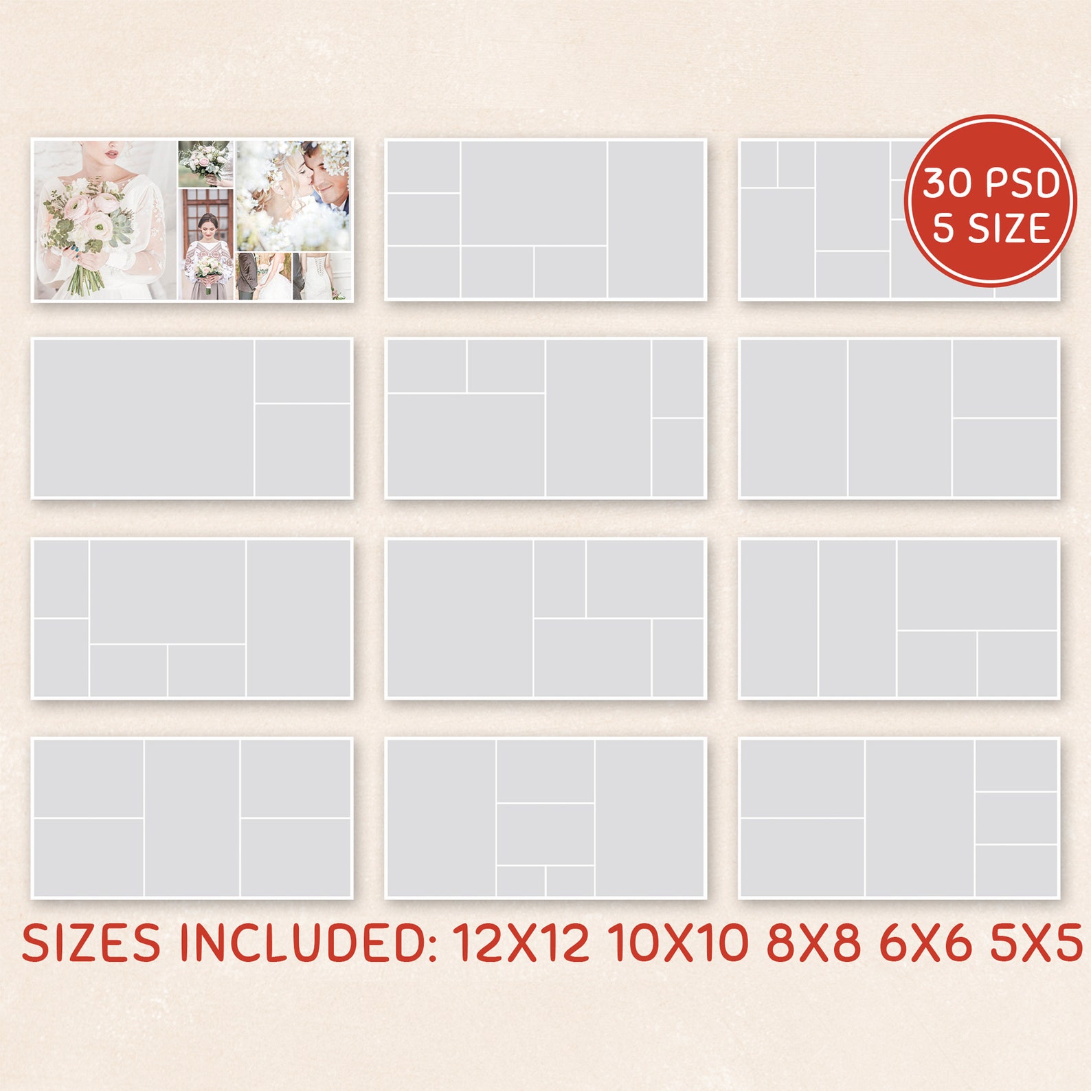 Wedding Photo Collage Album Template,album Photo Collages / Storyboard ...