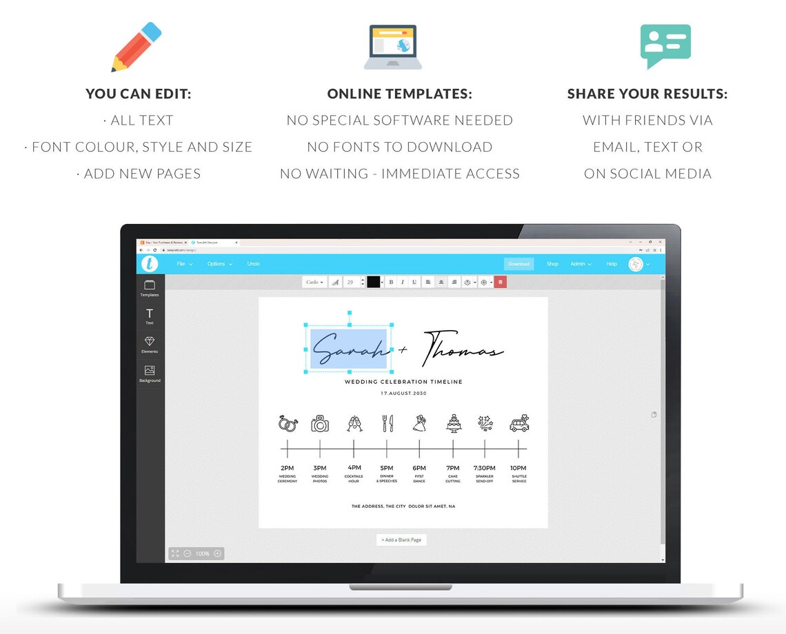 Minimal Script Wedding Timeline Board Template Simple Wedding - Etsy