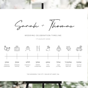 Minimal Script Wedding Timeline Board Template, Simple Wedding ...