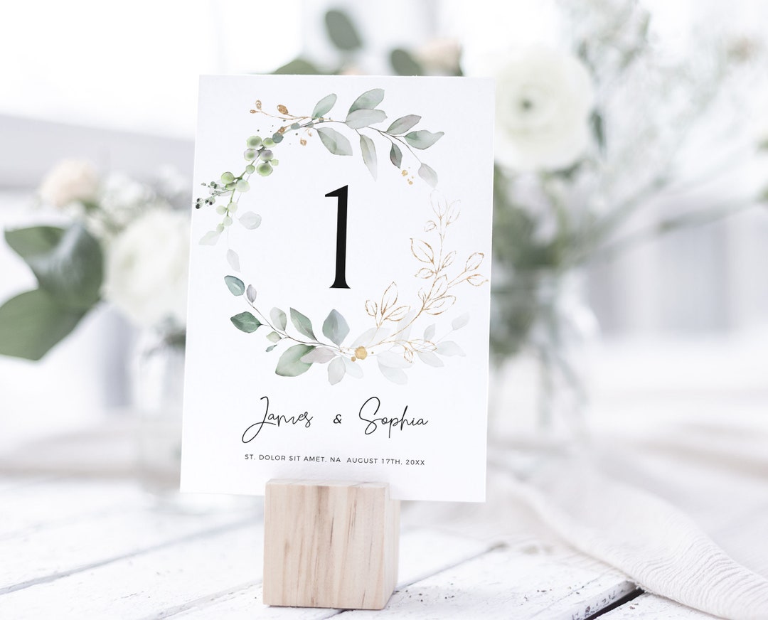 Simple Table Numbers, Wedding Table Numbers Template, Table Place Card ...