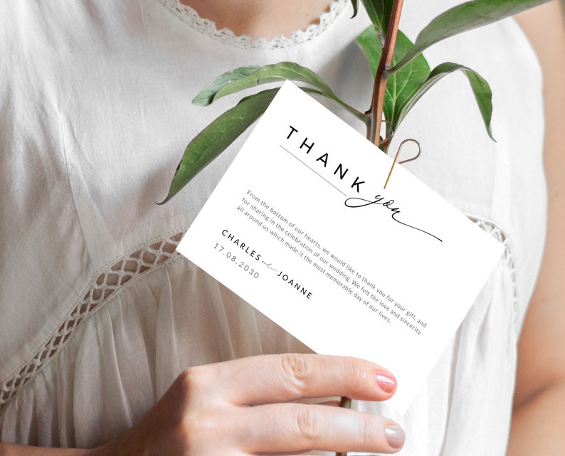 Minimal Modern Thank You Card Template, Modern Flat Thank You Card ...