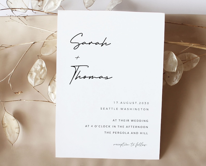 Minimal Script Wedding Invitation, Wedding Simple Invitation ...