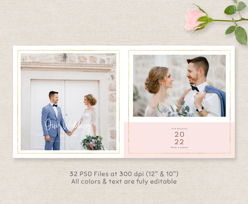 12x12 Pink Wedding Album Templates Wedding Photo Book - Etsy