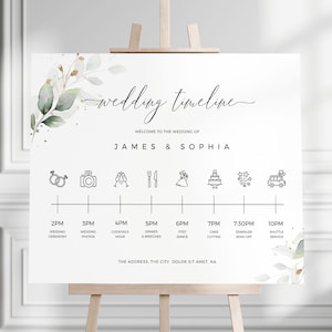 Wedding Simple Timeline Board Template, Modern Order of Events Sign ...