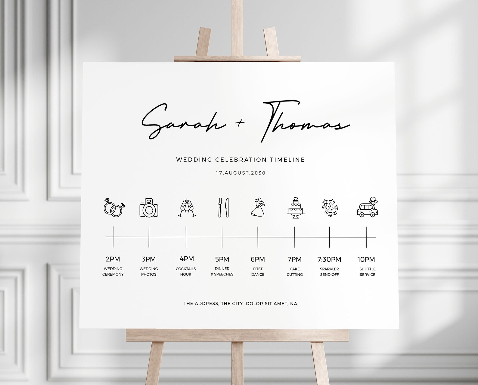 Minimal Script Wedding Timeline Board Template Simple Wedding - Etsy