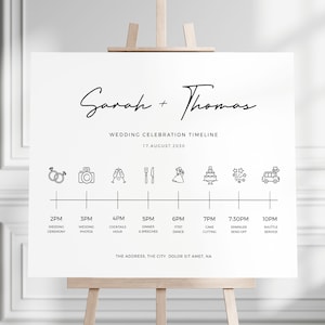 Minimal Script Wedding Timeline Board Template, Simple Wedding ...