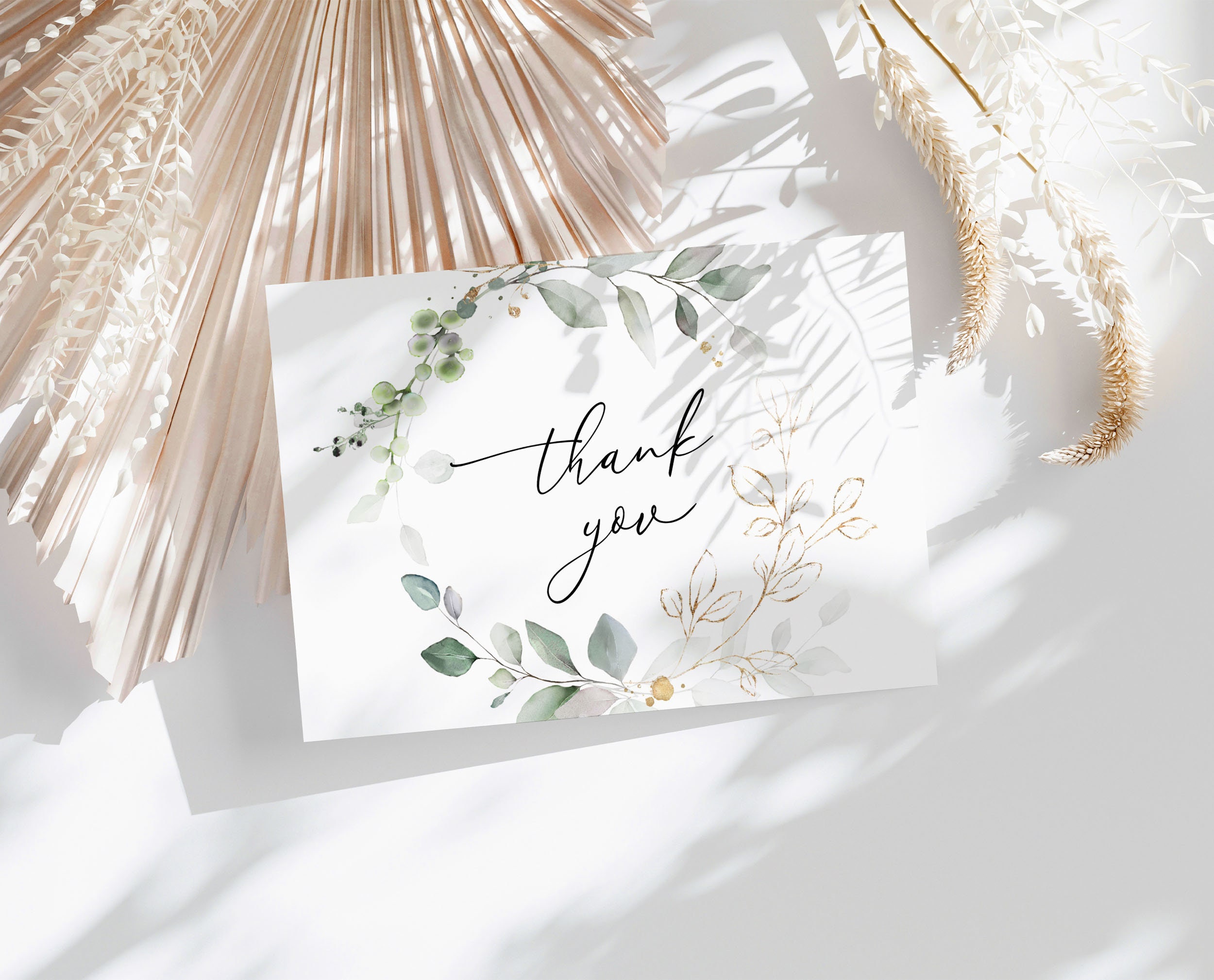 Simple Thank You Card Template, Modern Flat Thank You Card, Script ...