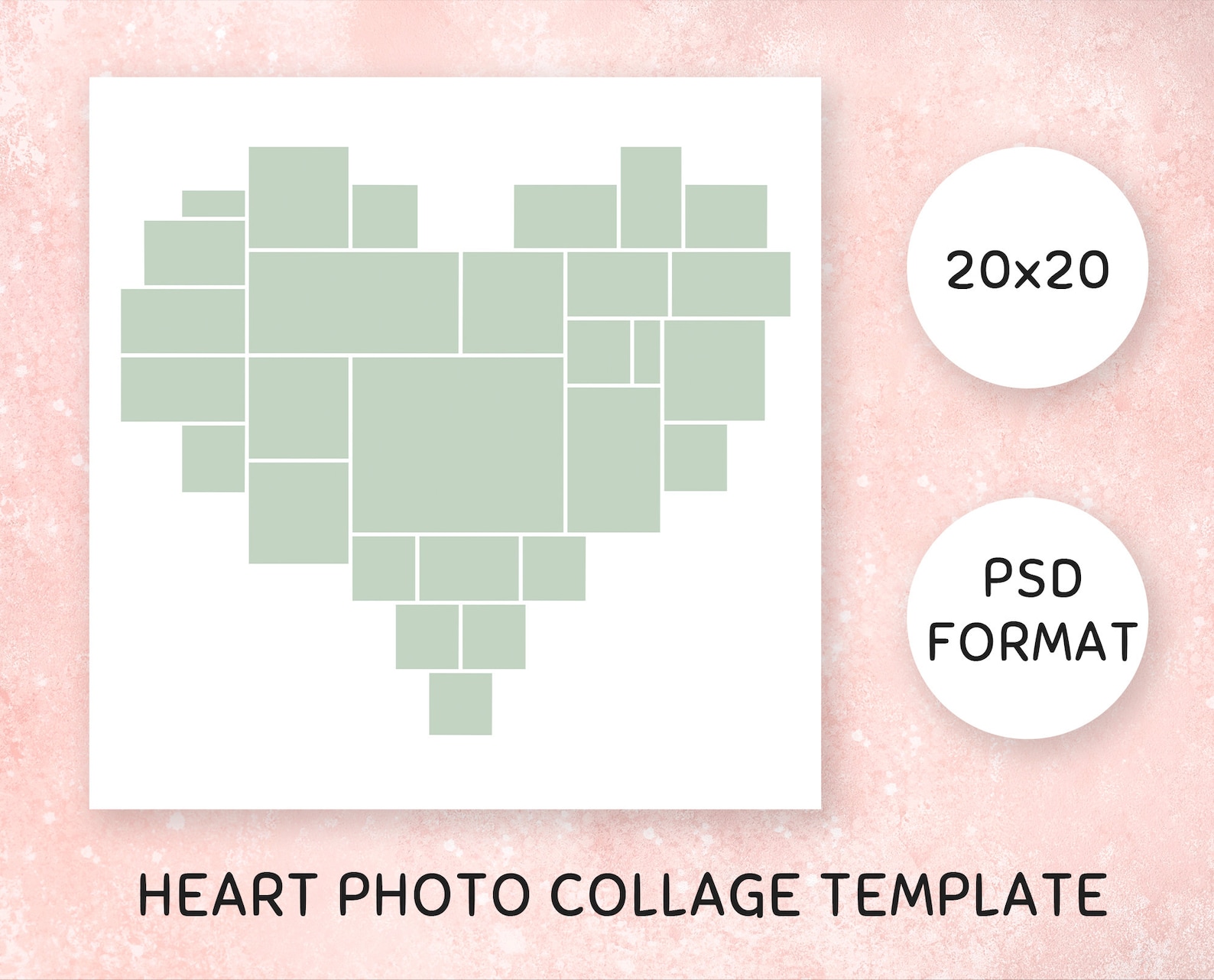 Heart Photo Collage Blog Template Heart Collage Template - Etsy