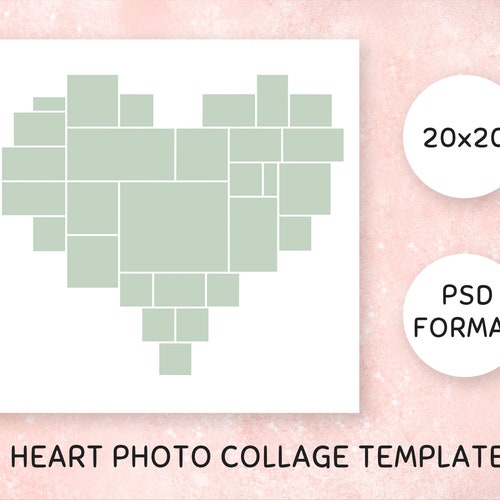 Heart Photo Collage Blog Template Heart Collage Template - Etsy