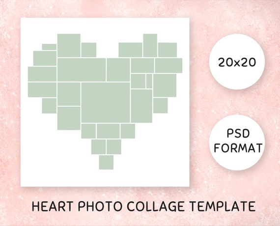 Heart Photo Collage Blog Template Heart Collage Template - Etsy