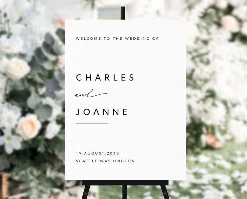 Minimal Modern Wedding Welcome Sign, Simaple Welcome Sign Template ...