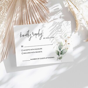 Simple Wedding RSVP, Editable Wedding Response Cards, Wedding Kindly ...