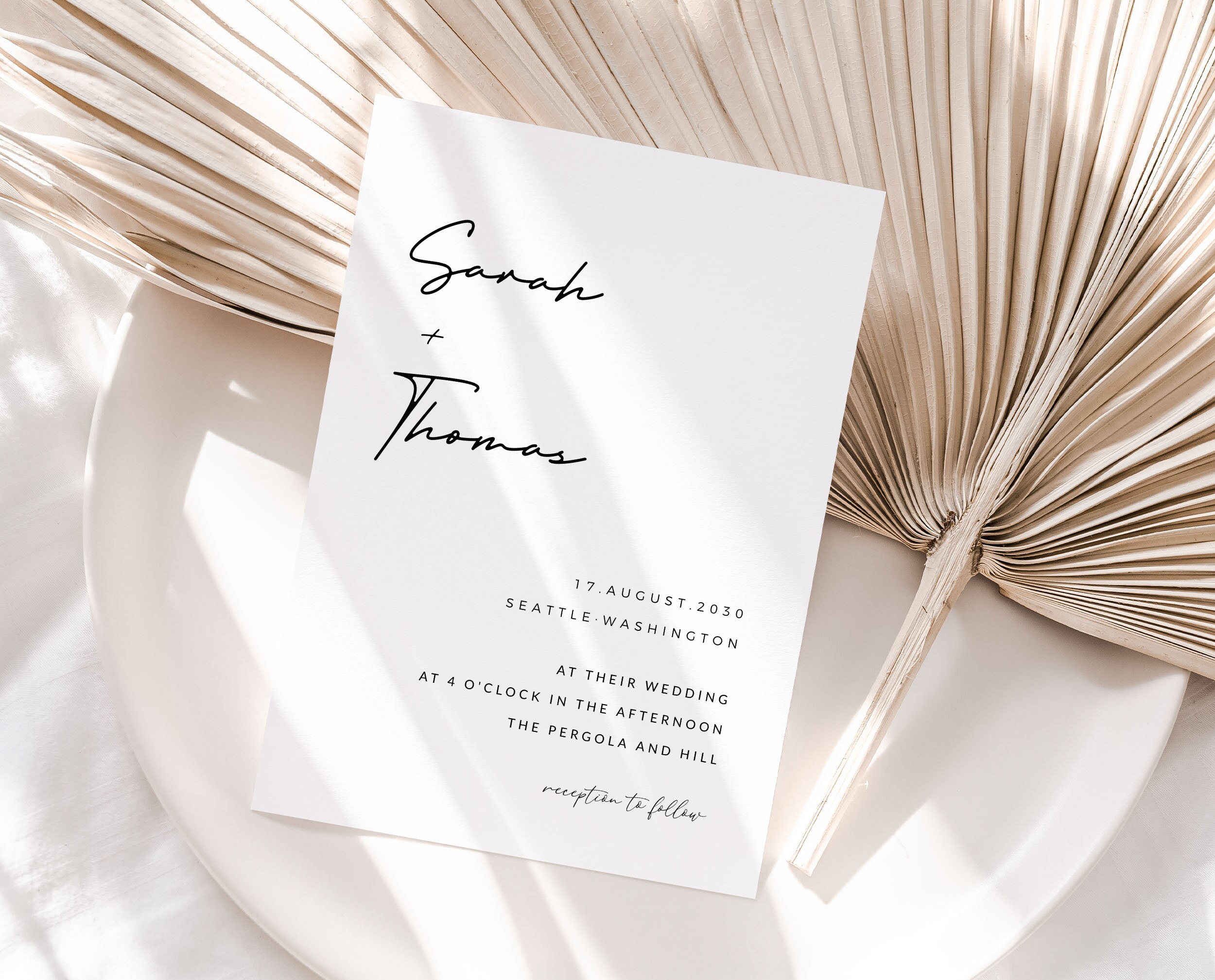 Minimal Script Wedding Invitation, Wedding Simple Invitation ...