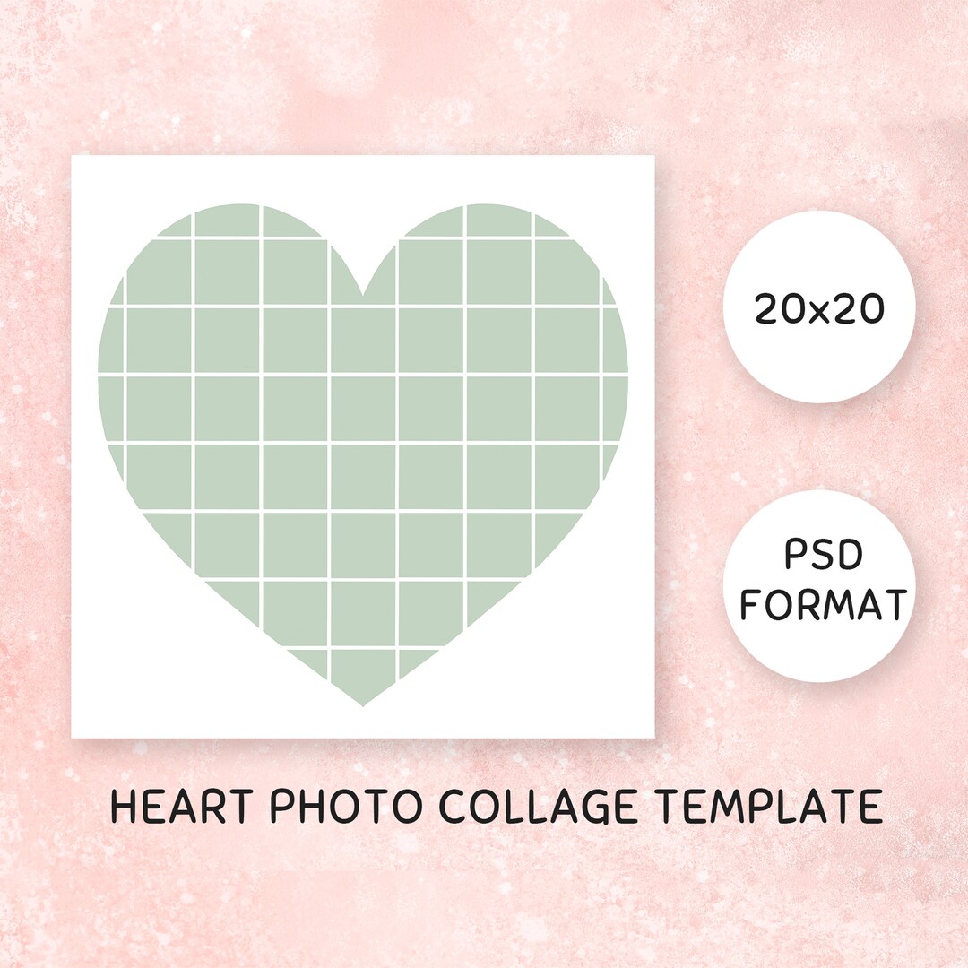 Heart Photo Collage, Blog Template, Heart Collage Template, Photo ...