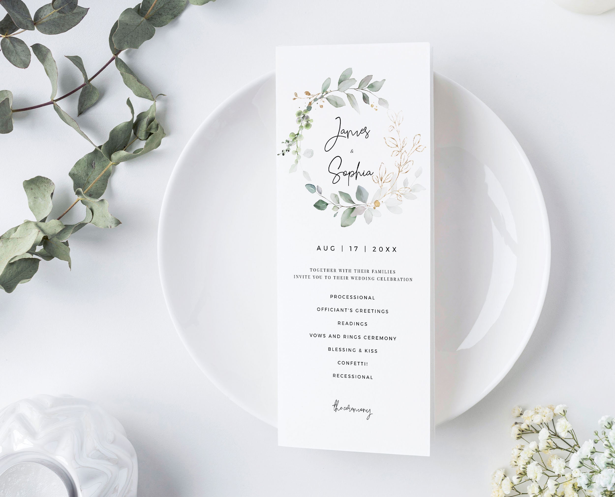 Wedding Simple Program Templatewedding Plan Cards Modern - Etsy