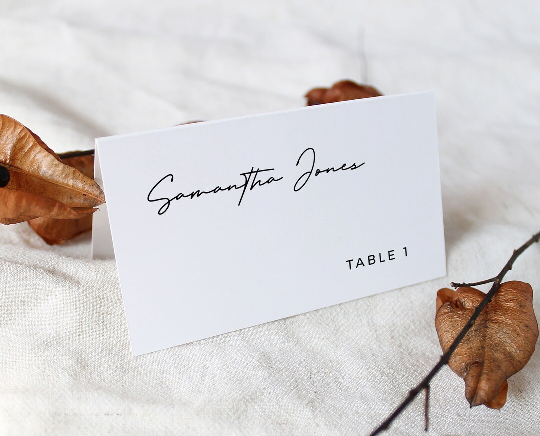 Minimal Script Wedding Seat Card Template, Wedding Place Card, Table ...