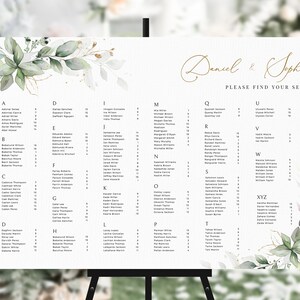 Alphabetical Wedding Seating Chart Template Printable Wedding - Etsy