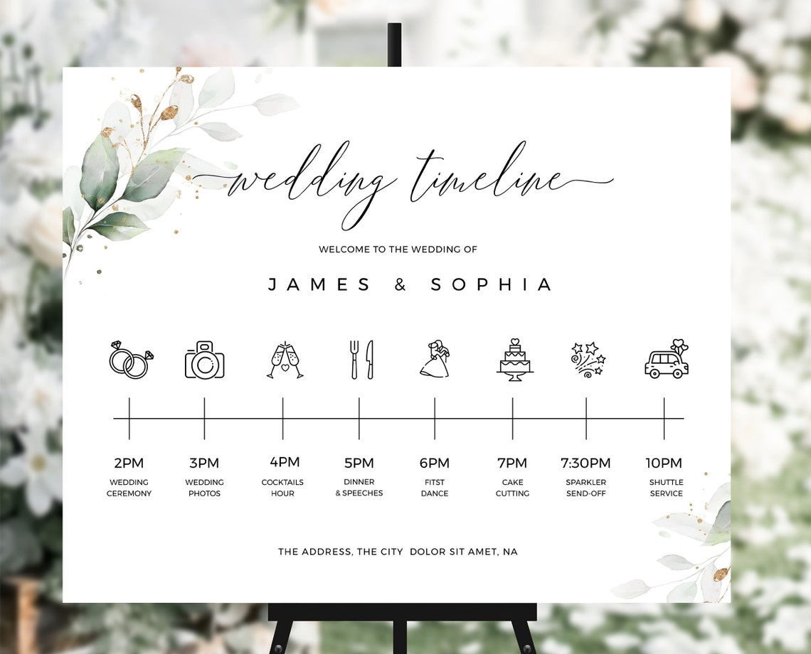 Wedding Simple Timeline Board Template Modern Order of Events - Etsy
