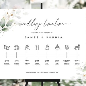 Wedding Simple Timeline Board Template Modern Order of Events - Etsy