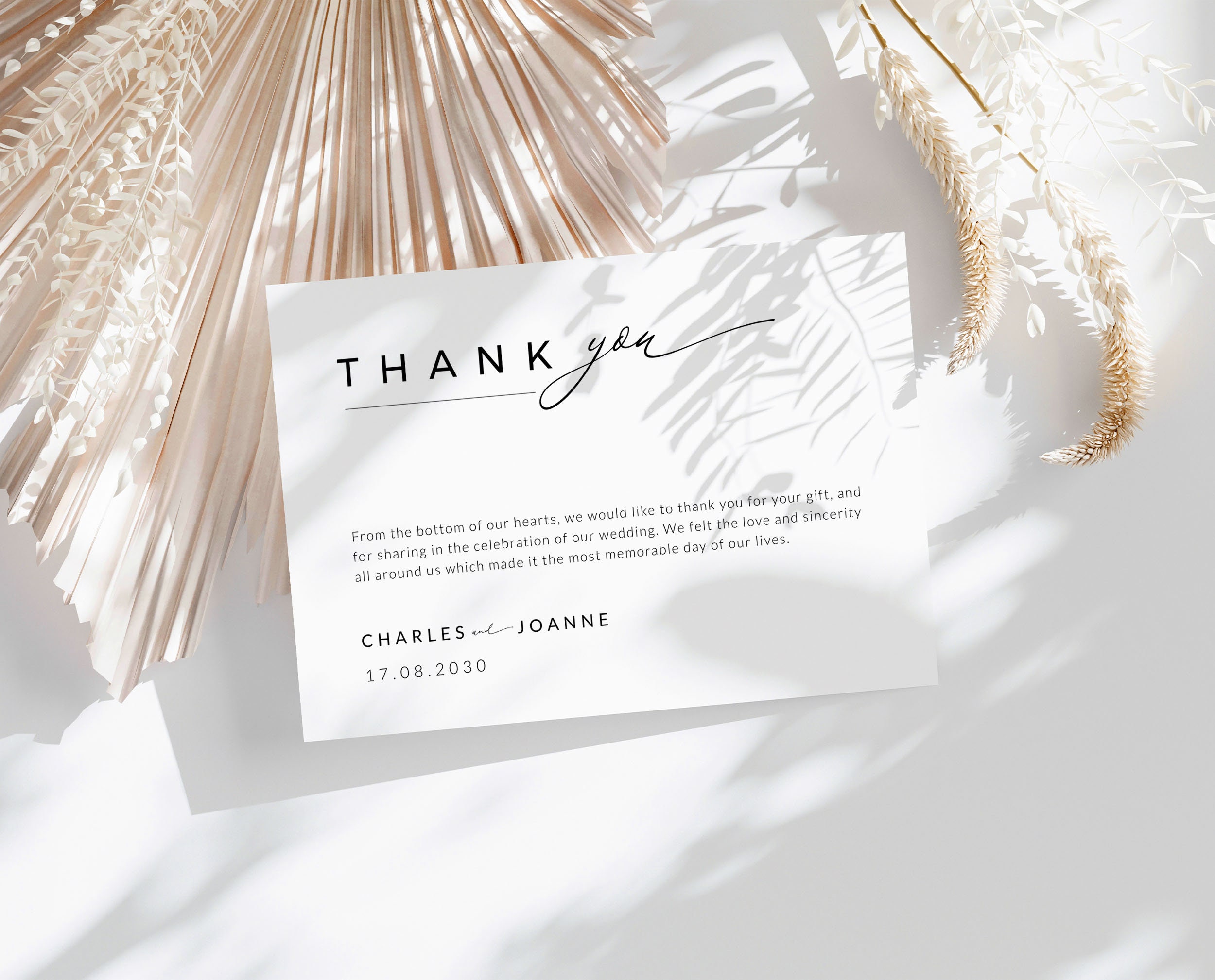 Minimal Modern Thank You Card Template, Modern Flat Thank You Card ...