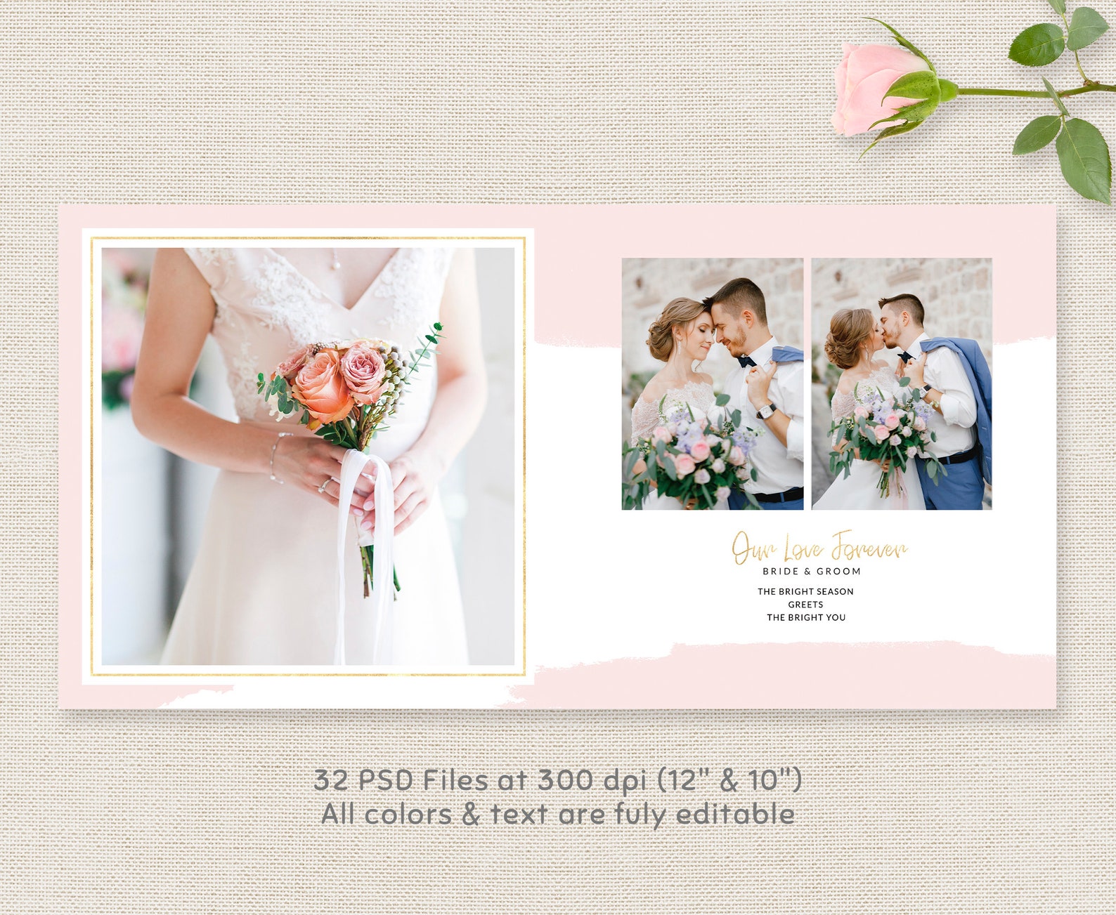 12x12 Pink Wedding Album Templates Wedding Photo Book - Etsy