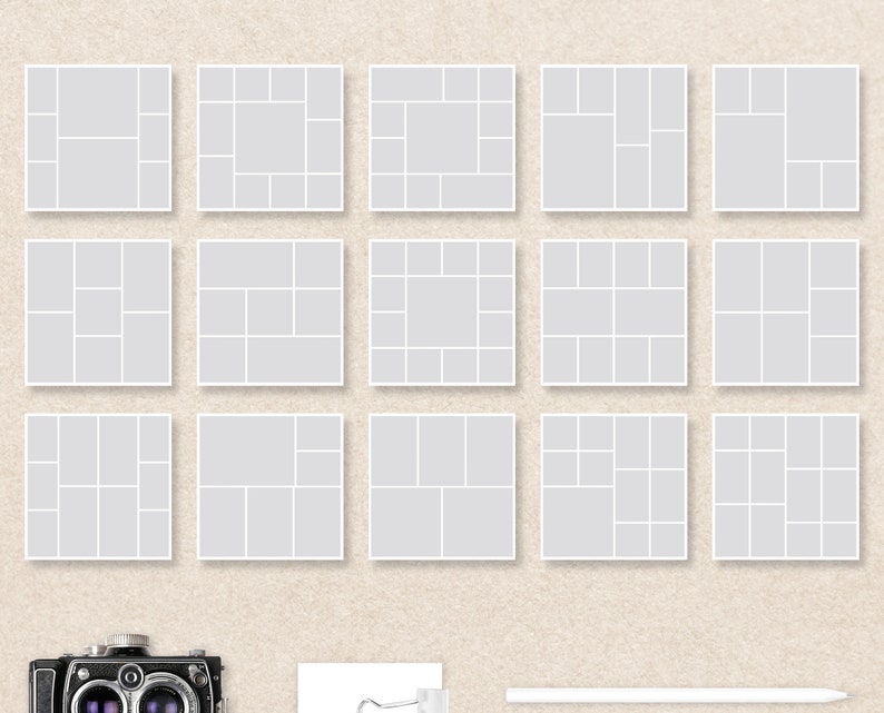 Square Collage Photoshop Templates Blog Board Template - Etsy