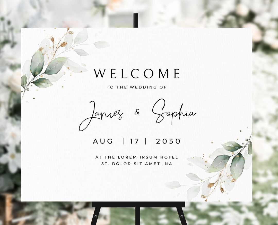 Wedding Simple Welcome Sign Welcome Sign Poster Floral - Etsy