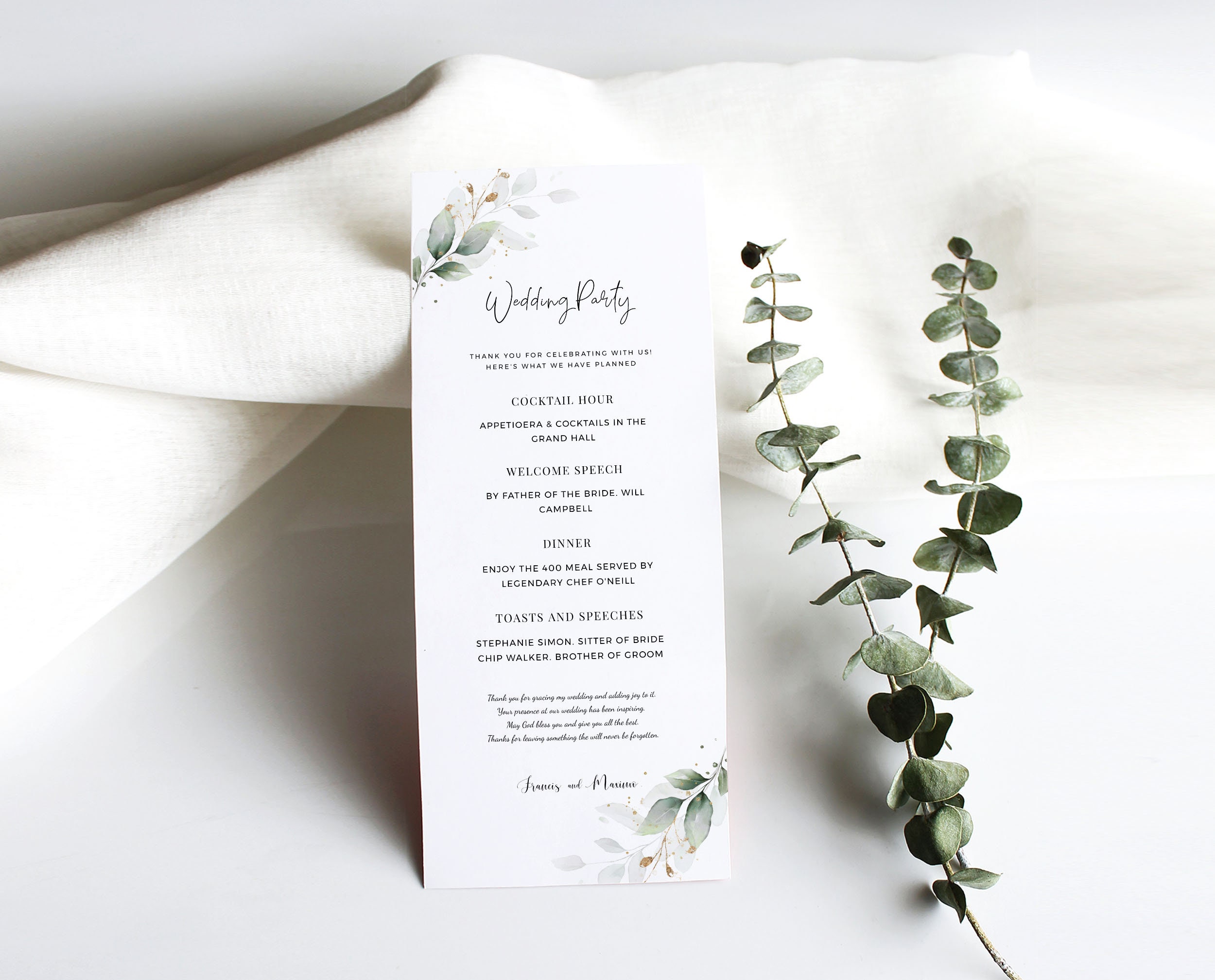 Wedding Simple Program Templatewedding Plan Cards Modern - Etsy