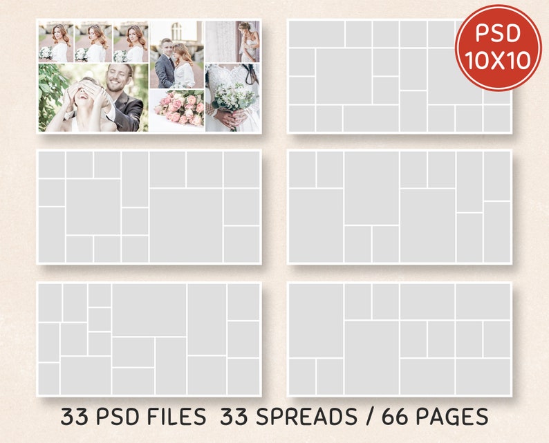 10x10 Photo Collage Template Wedding Album Template Newborn - Etsy