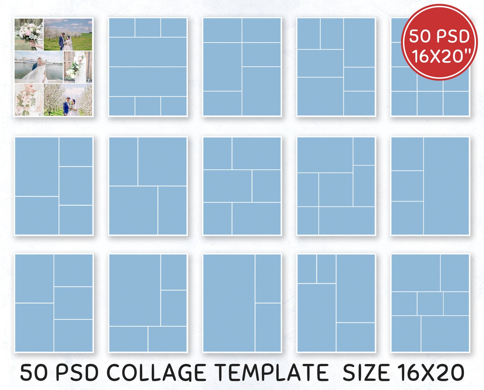 50 16x20 Photo collage template landscape & portrait templates | Etsy