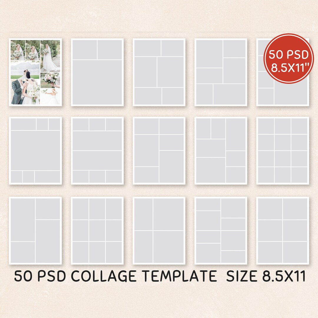 50 8.5x11 Photo Album Template Pack, Photo Collage, Yearbook Templates ...