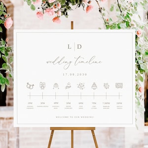 Monogram and Border Wedding Timeline Board Template, Simple Wedding ...